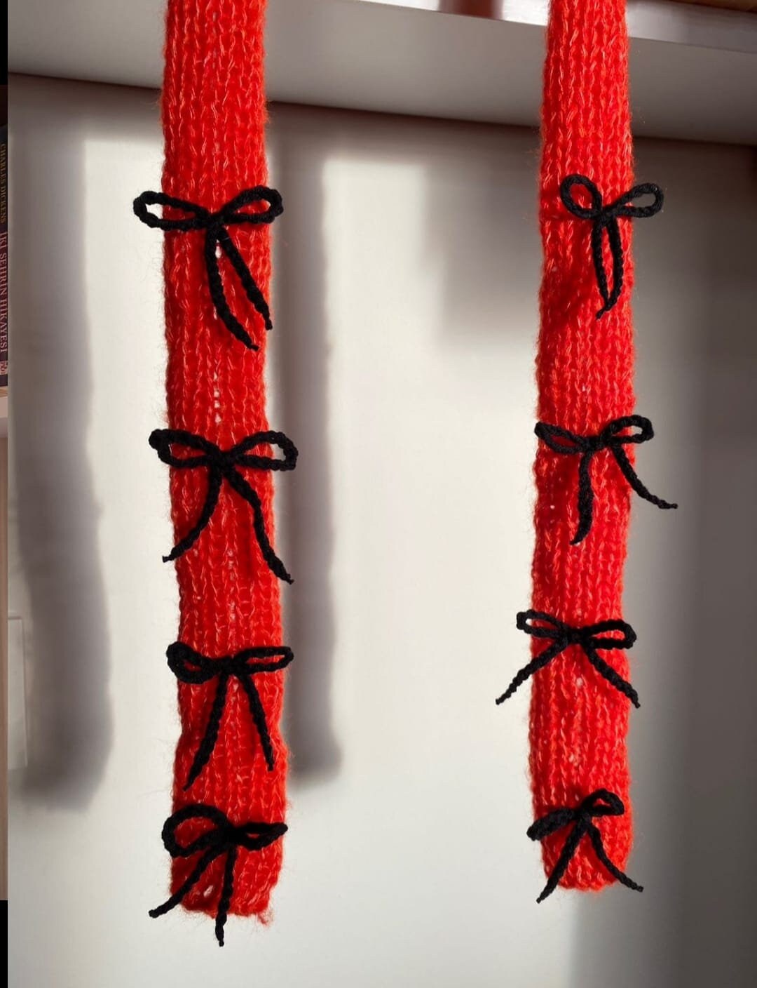 Handmade Bow Skinny Scarf, Knit Choker Scarf, Crochet Skinny Scarf ...