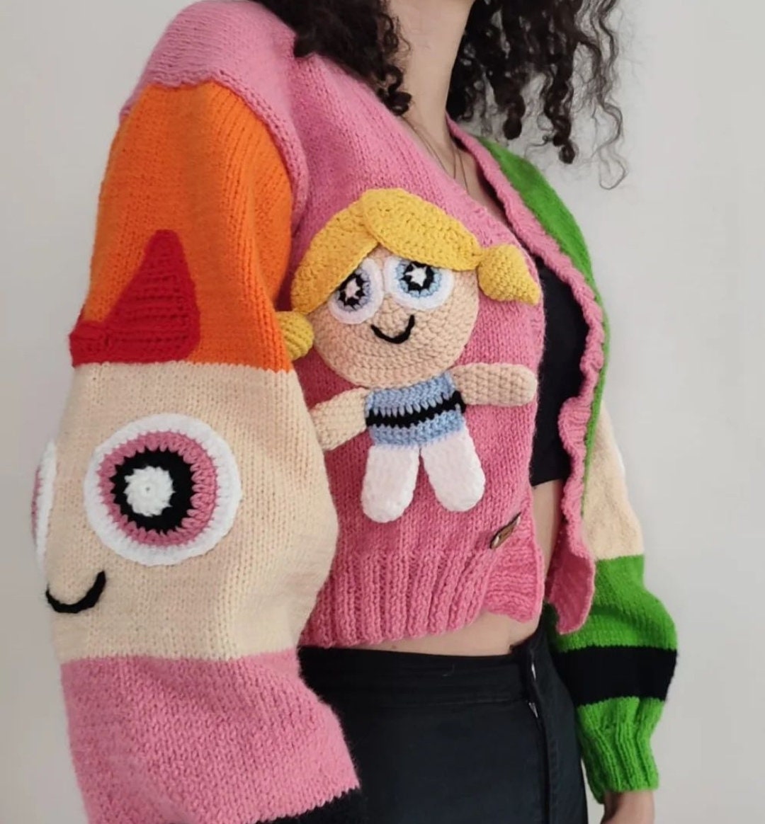 Handmade Powerpuff Girls Jacket, Pnkimera, Crochet Powerpuff Girls ...