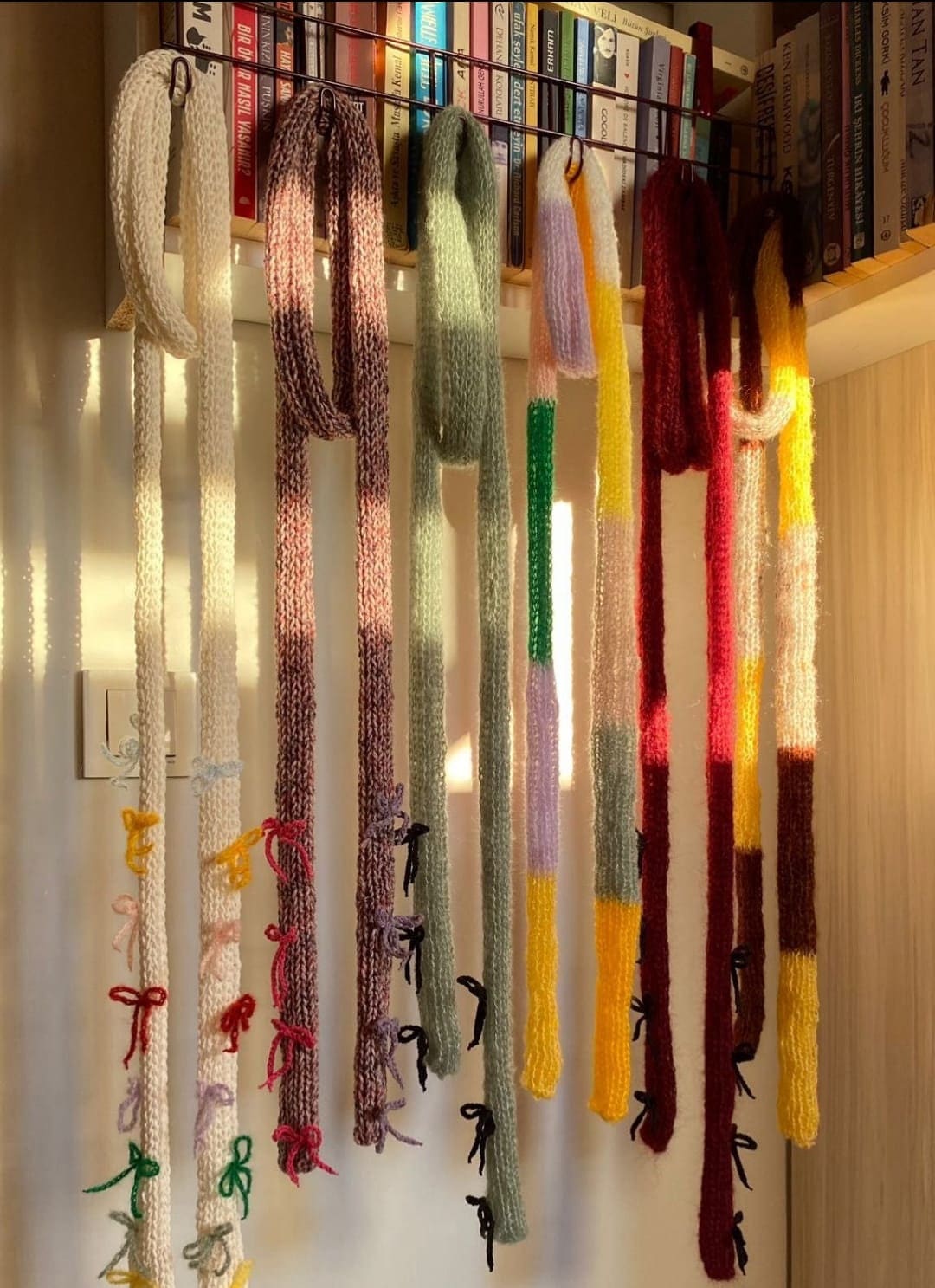 Handmade Bow Skinny Scarf, Knit Choker Scarf, Crochet Skinny Scarf ...