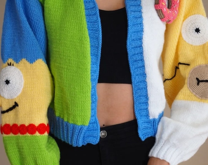 Vintage Simpsons Appliqué Lambswool Angora Cardigan Sweater, 2-3 Years ...