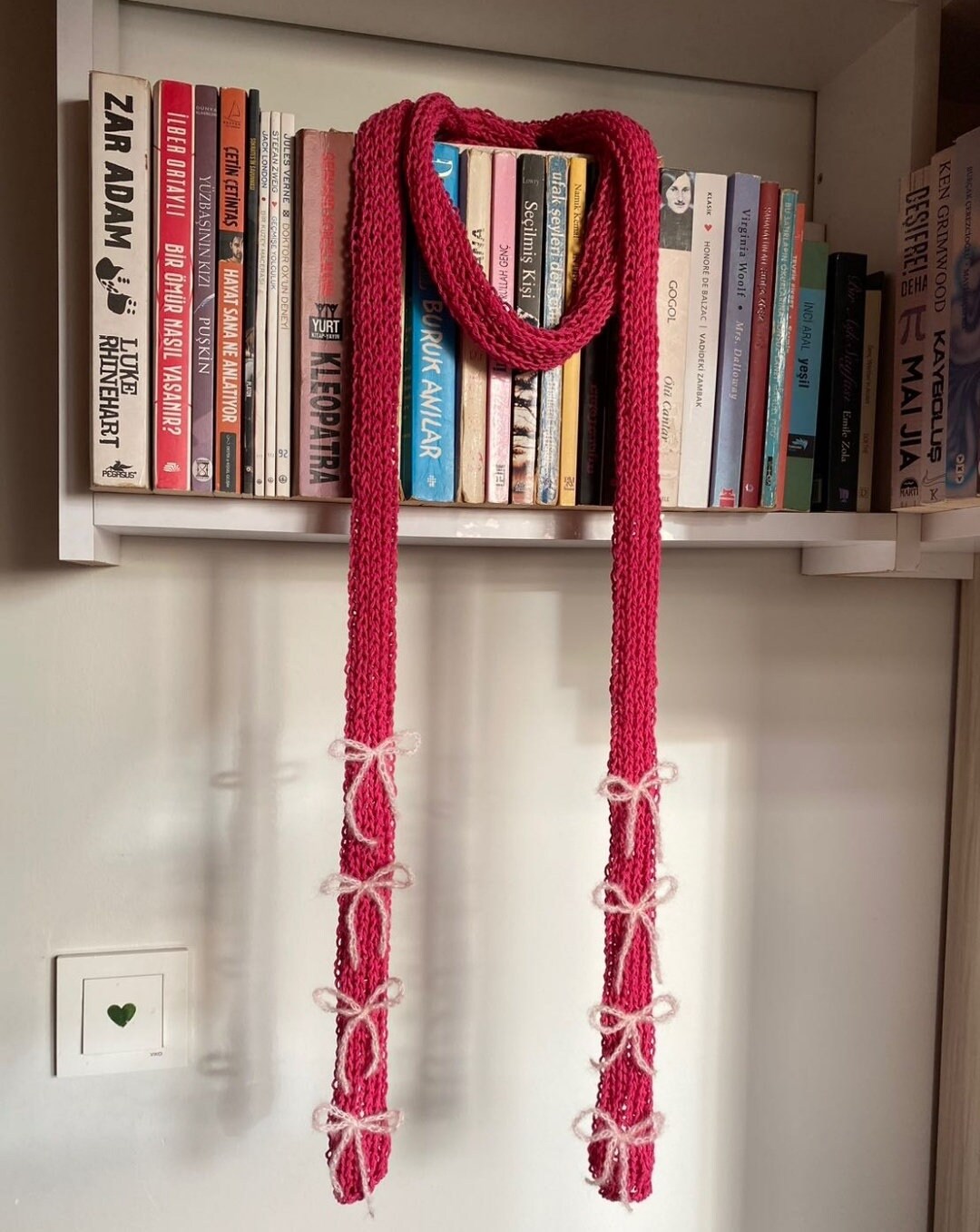 Handmade Bow Skinny Scarf, Knit Choker Scarf, Crochet Skinny Scarf ...