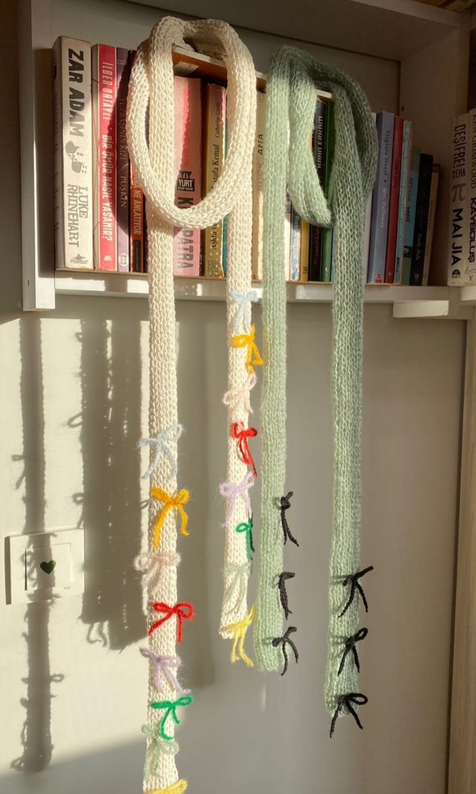 Handmade Bow Skinny Scarf, Knit Choker Scarf, Crochet Skinny Scarf ...