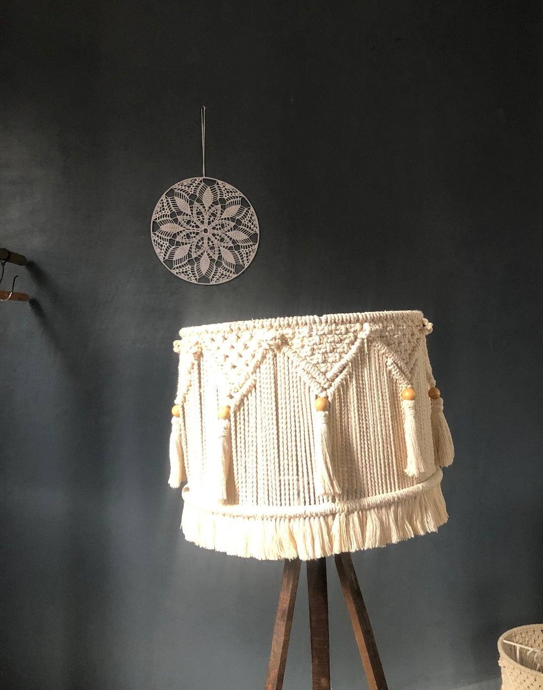 Macrame Floor Lamp Shade, Cottagecore Decor Lamp Shade, Macrame ...