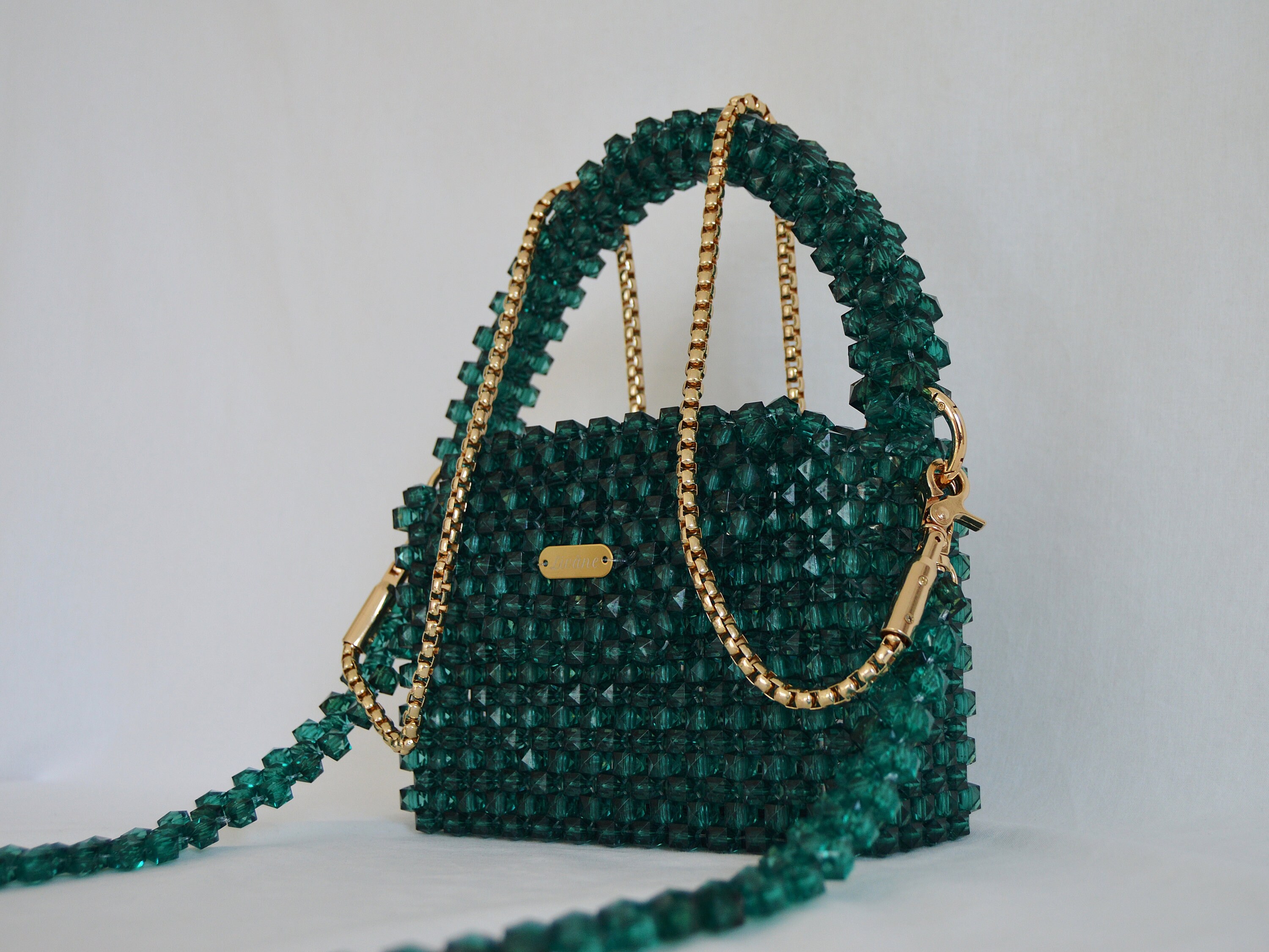 Emerald Green Cube Bead Bag - Etsy
