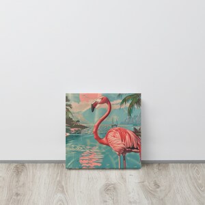 Vintage-inspired Retro Flamingo Canvas Photo - Etsy