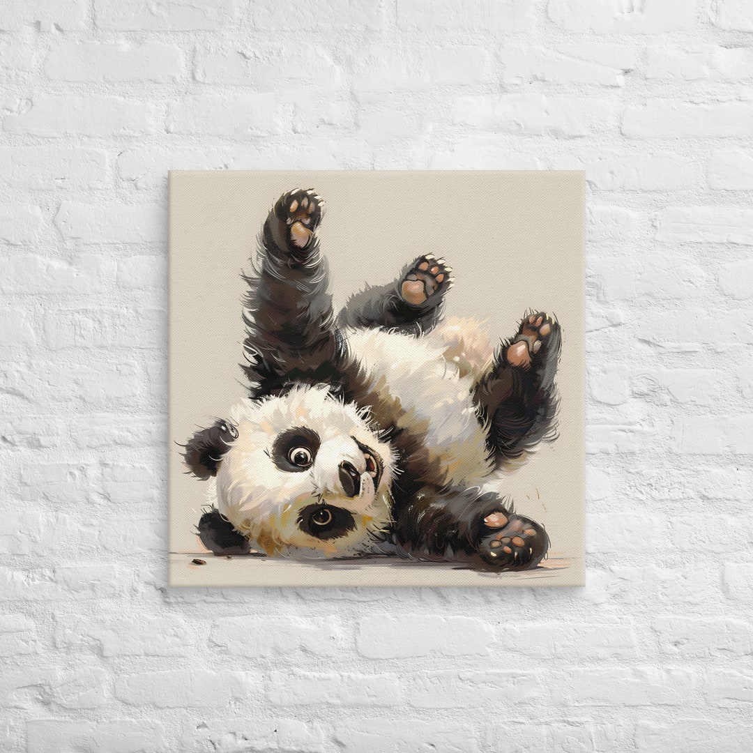 Adorable Rolling Panda Bear Canvas Art - Etsy