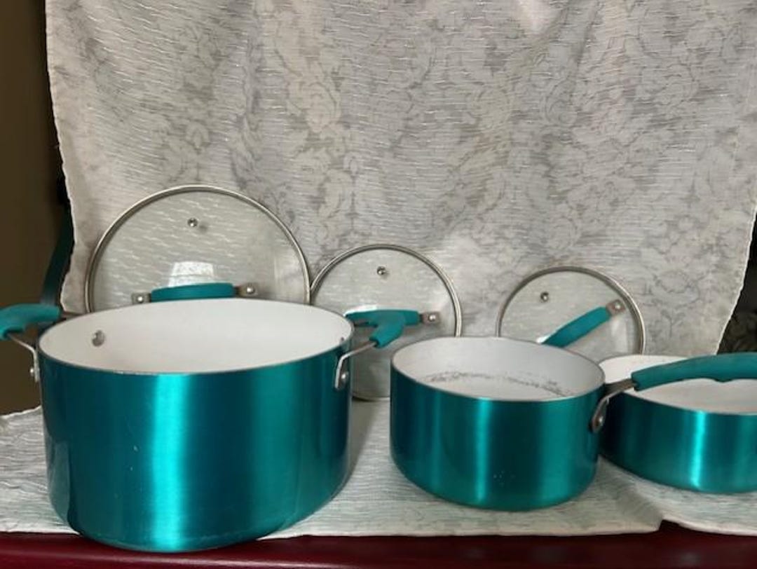 Philippe Richard Ceramic Non-stick Cookware Set. AQUA Blue Cooking Pots ...