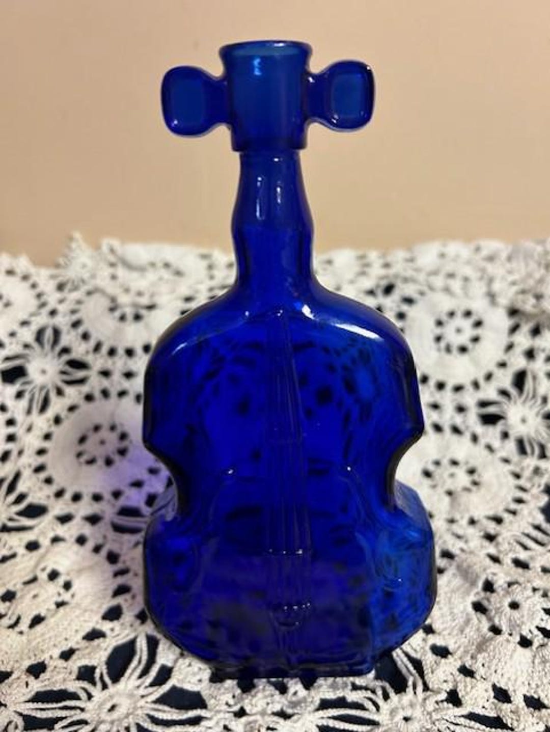 Vintage COBALT BLUE Cello Violin Standing Bass Guitar Bitters Glass ...