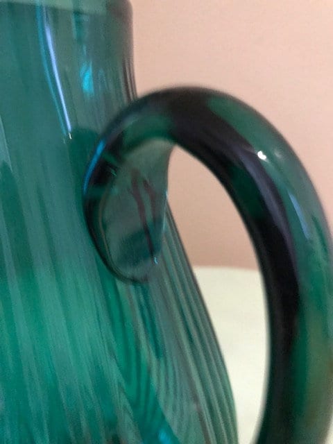 Emerald Green Glass Ribbed Pitcher - Etsy