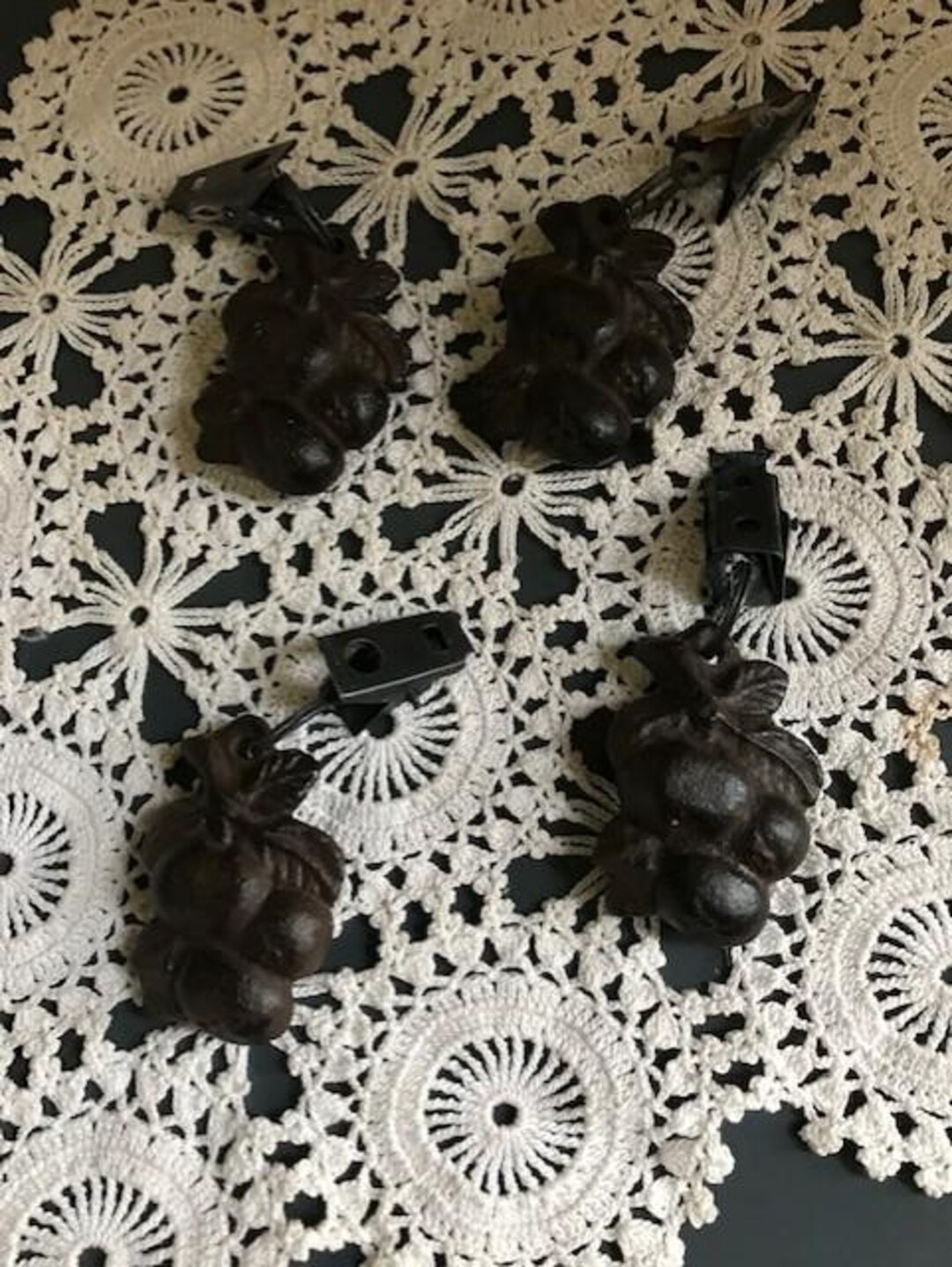 Vintage Shade Pulls SET OF 4 Shade Pulls. Cast Iron Cherries. Original ...