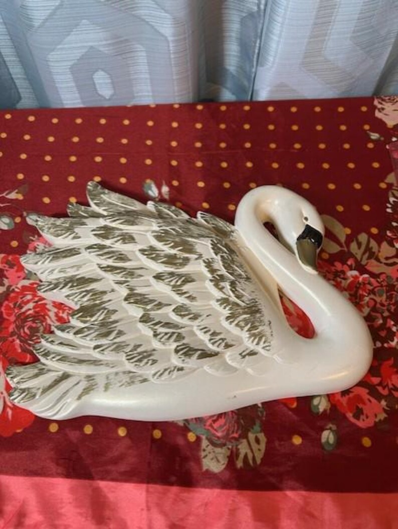 Vintage White Swan Wall Plaque, 1960's Miller Studios Chalkware Swan ...