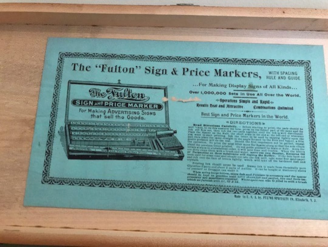 Vintage 1930's Fulton Sign and Price Maker,typesetting Printer Letter ...