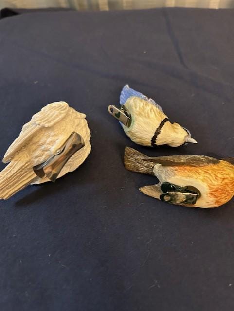 Three Lovely Clip on Bird Ornaments.robin,bluejay and Sparkly Dove Each ...