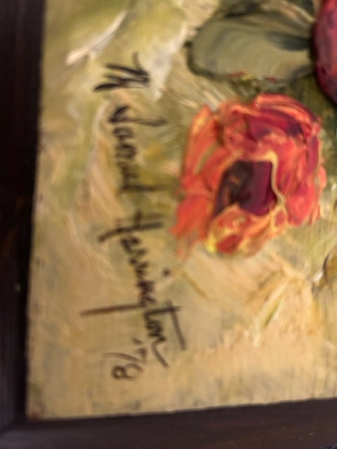 M. Samuel Harrington Impasto Painting on Wood of Yellow, Orange and Red ...