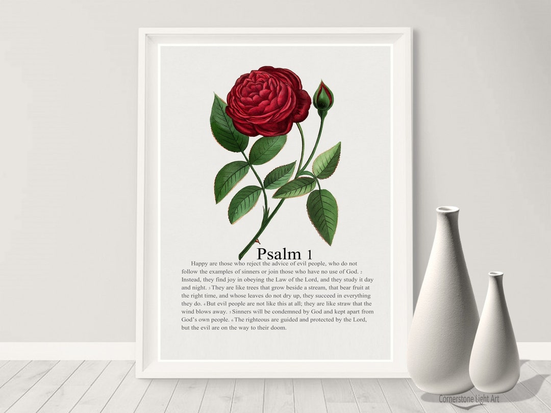 Psalm 1 Wall Art, Psalm 1, Christian Printable, Vintage Bible Scripture ...