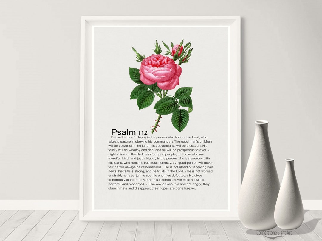 Psalm 112, Digital Wall Art Printable, Wall Art Print, Wall Art Red ...
