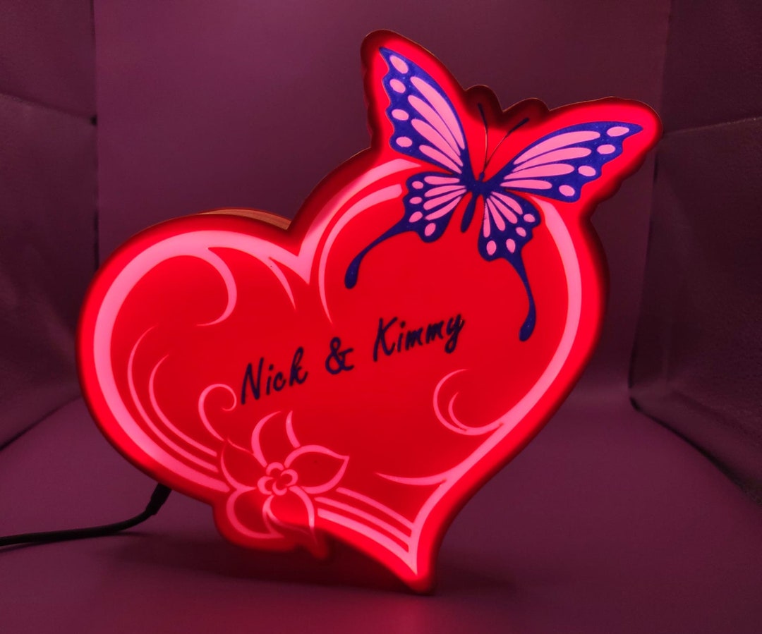 Customizable Heart and Butterfly Lightbox - Etsy