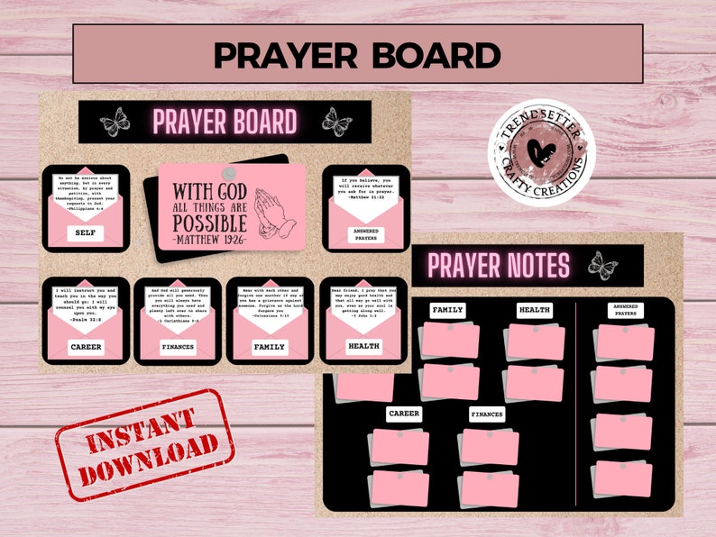 Printable Prayer Vision Board-pink | Scriptural Guidance & Growth ...
