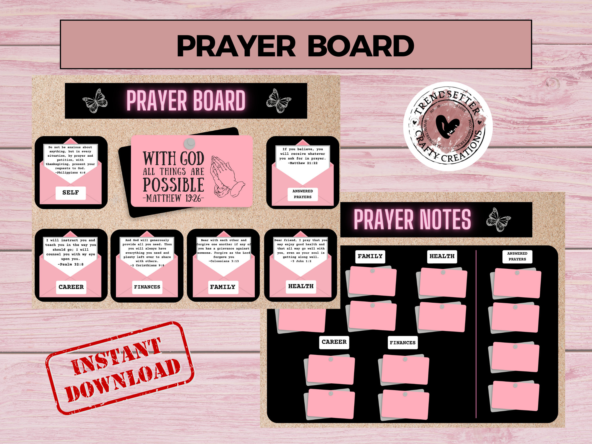 Printable Prayer Vision Board-pink | Scriptural Guidance & Growth ...
