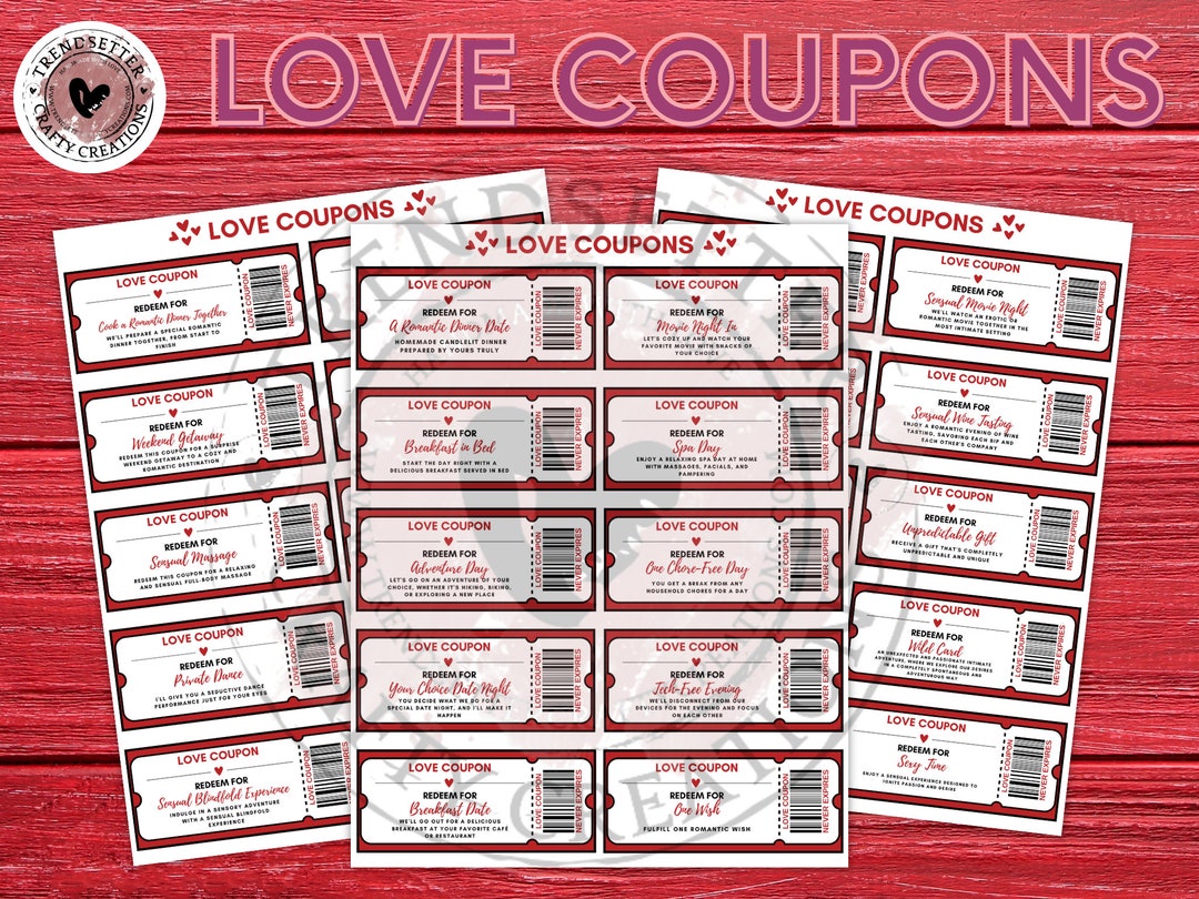 Valentine's Day Printable Love Coupons|love Coupons for Couples|30 ...