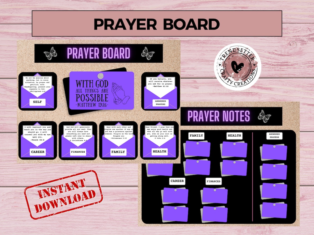 Printable Prayer Board-purple| Scriptural Guidance & Growth | Printable ...
