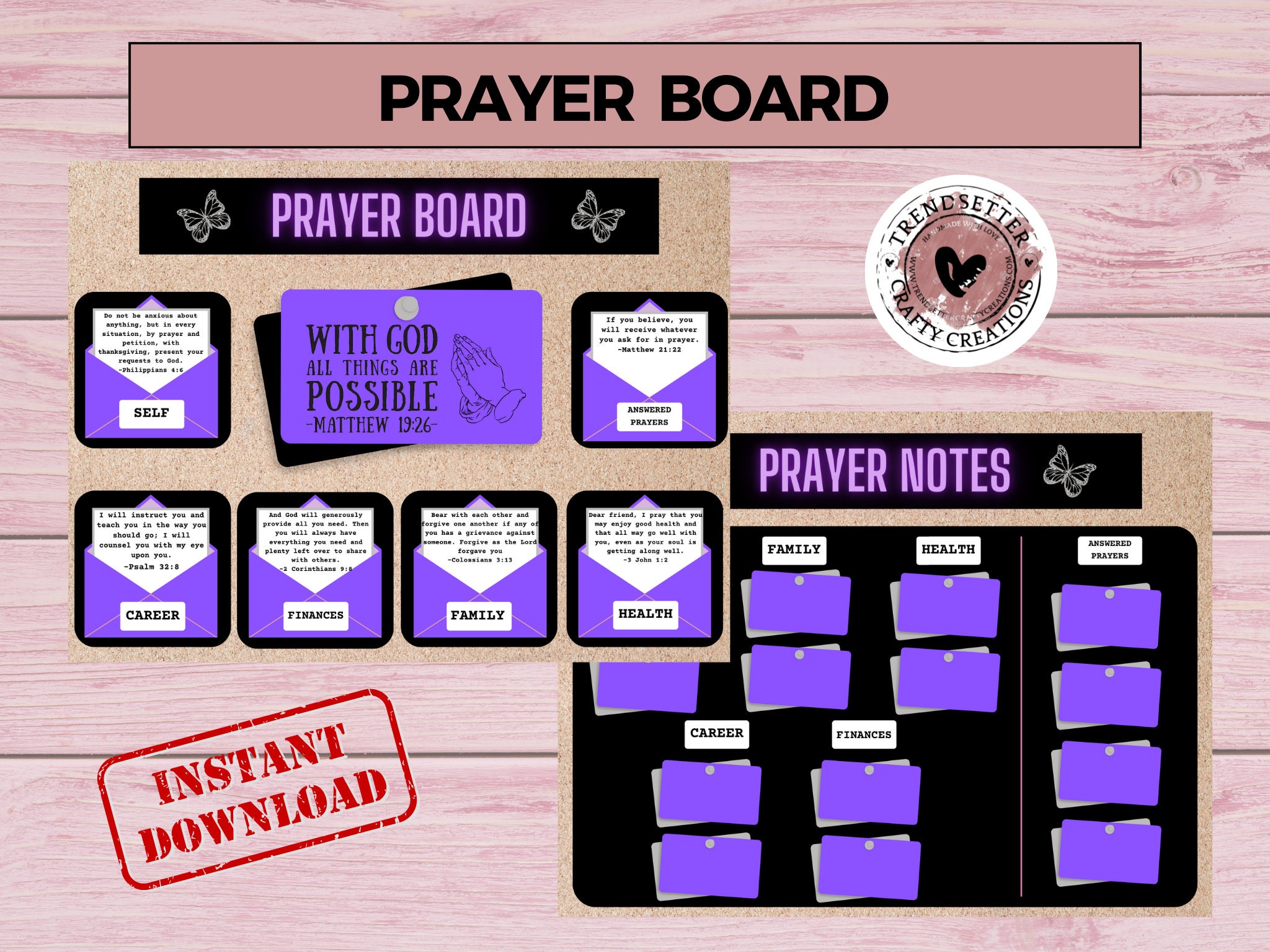 Printable Prayer Board-purple| Scriptural Guidance & Growth | Printable ...