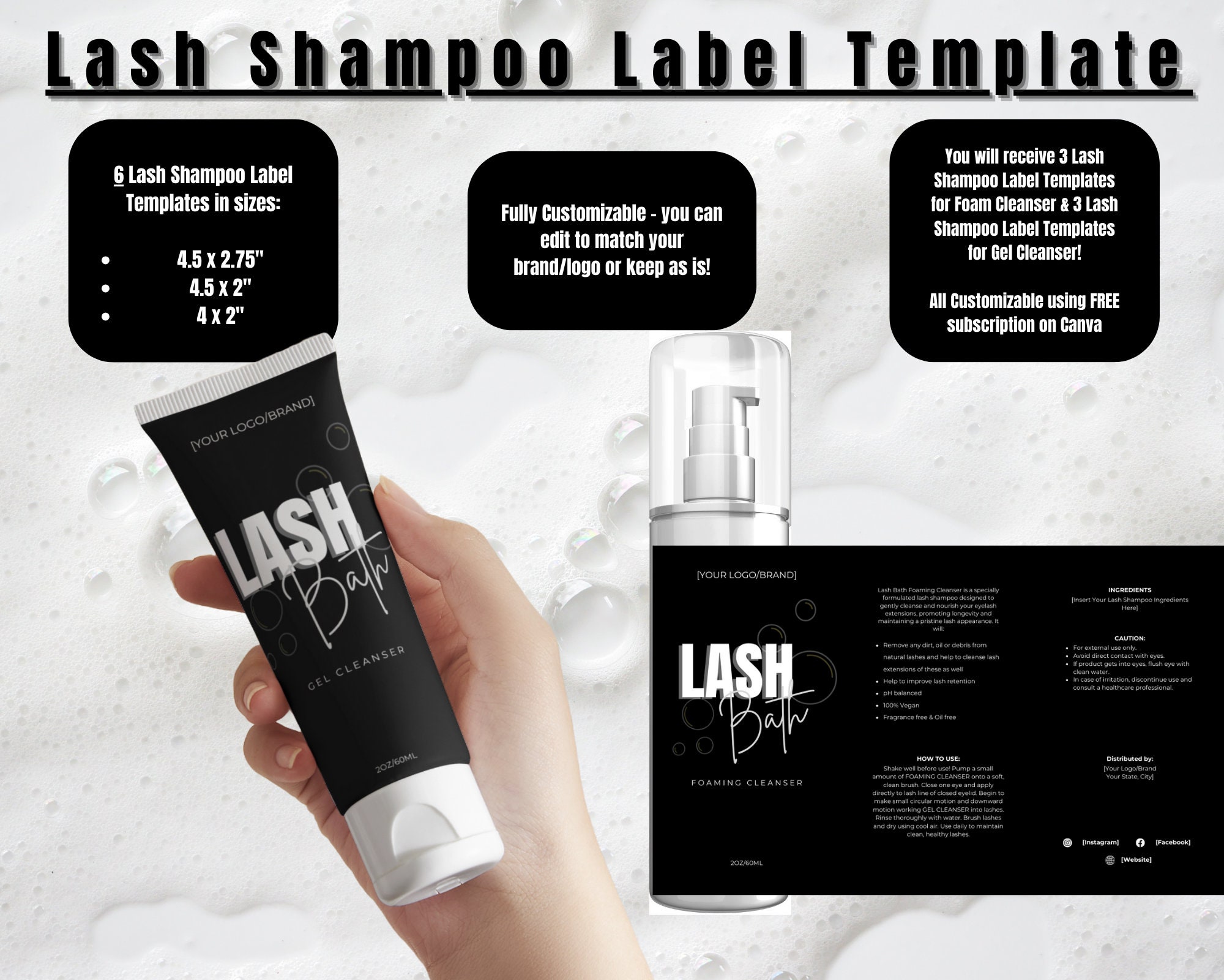 Lash Shampoo Label Template - Etsy