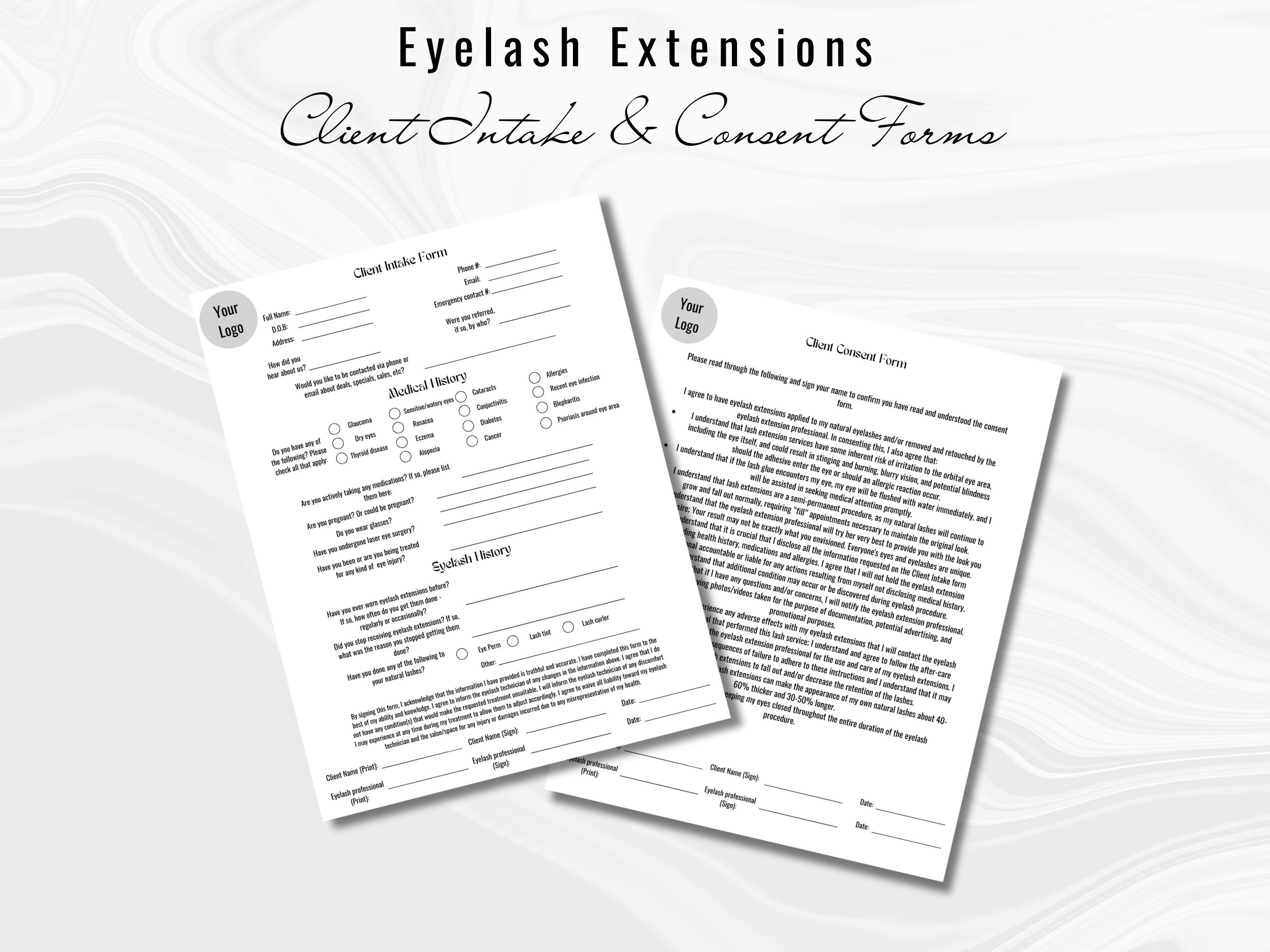 Eyelash Extension Forms Editable Consent and Intake Forms Template - Etsy