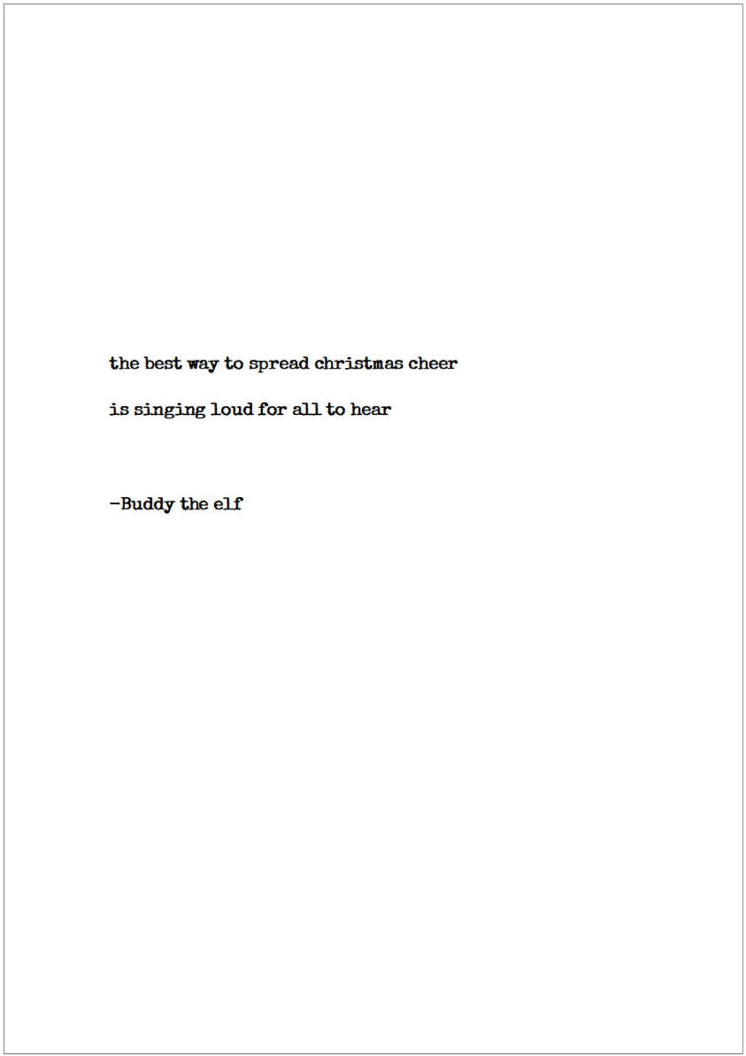 Buddy the Elf Quote Typewriter Print A5 - Etsy