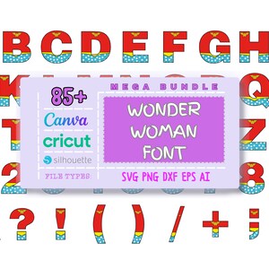 Wonder Woman Font Svg Bundle, Svg Png Dxf Eps Ai Bundle, Superhéroe ...