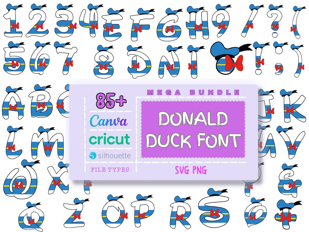 Donald Duck Font Bundle, Svg Png Bundle, Cartoon Alphabet, Letter ...
