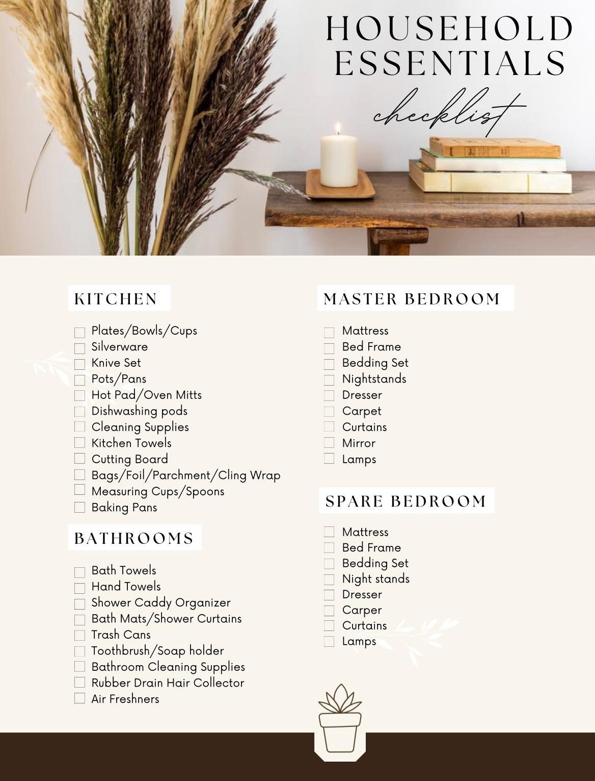 Household Essentials Checklist INSTANT DOWNLOAD - Etsy