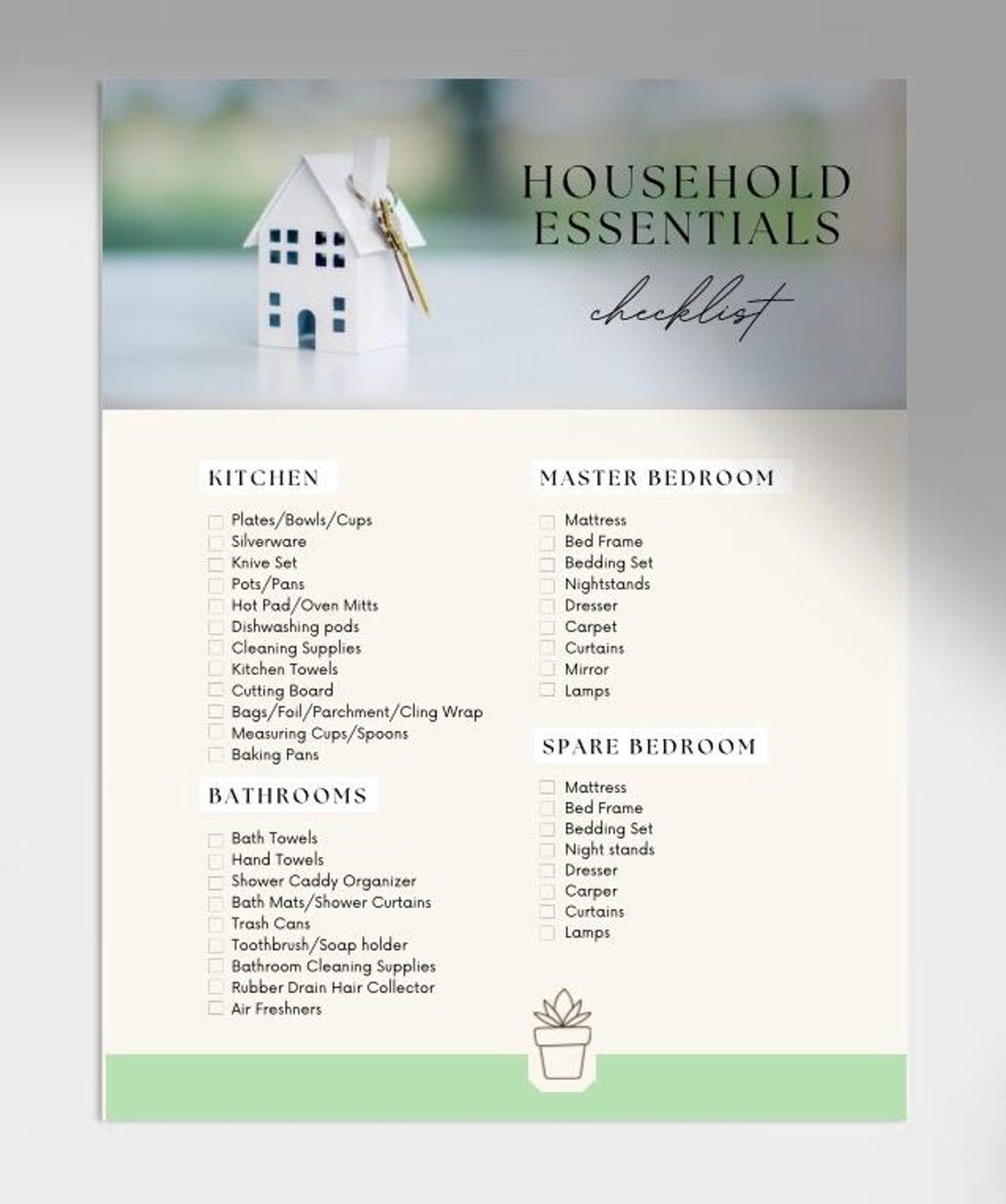 Household Essentials Checklist INSTANT DOWNLOAD - Etsy
