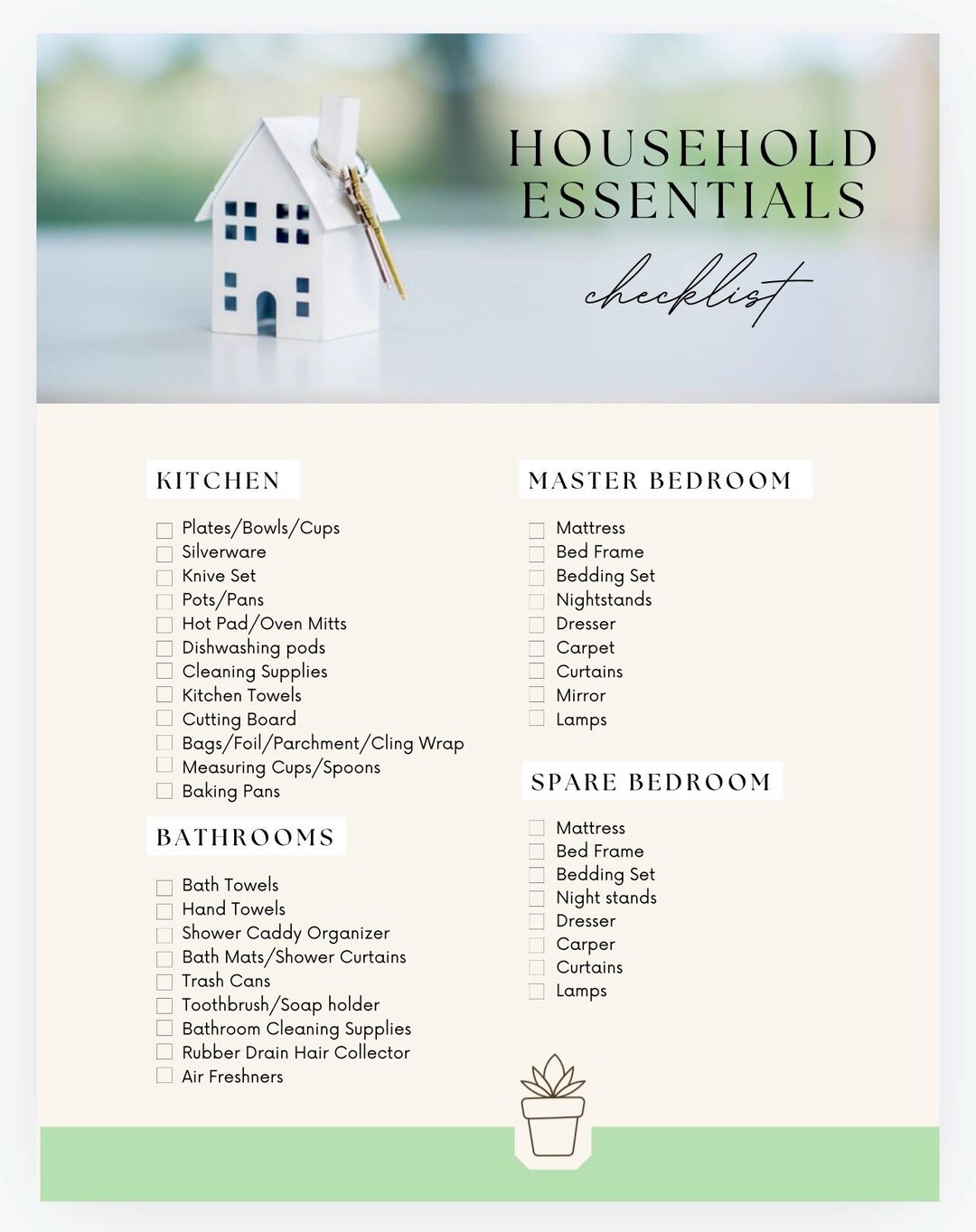 Household Essentials Checklist INSTANT DOWNLOAD - Etsy