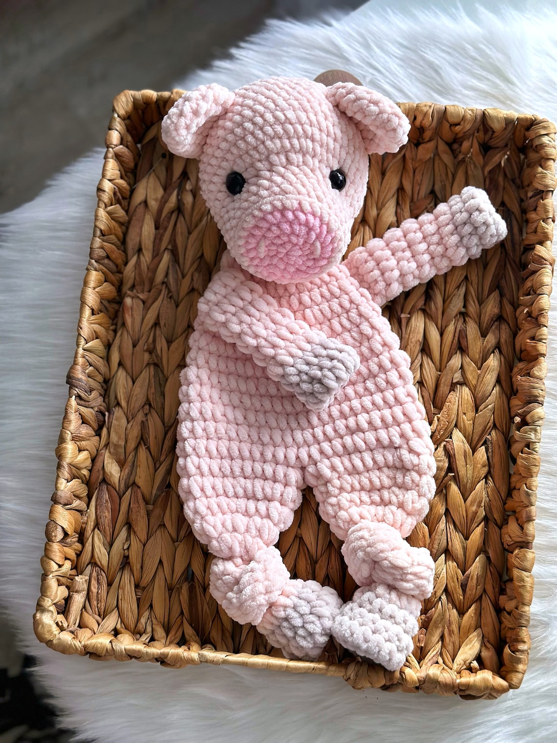 Pig Knotted Lovey, Crochet Pattern Piglet Snuggler, Crochet Animal ...