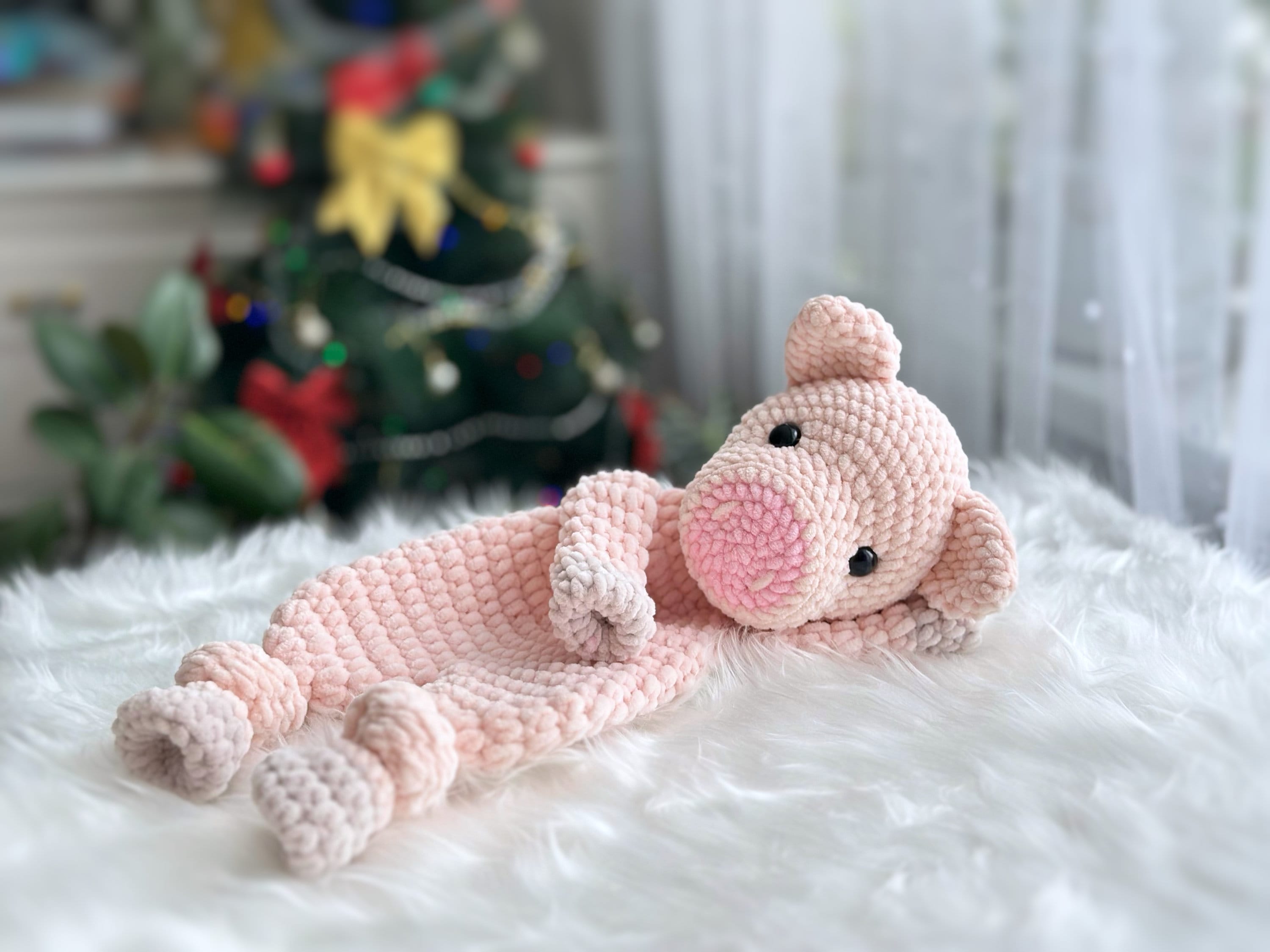 Pig Knotted Lovey, Crochet Pattern Piglet Snuggler, Crochet Animal ...
