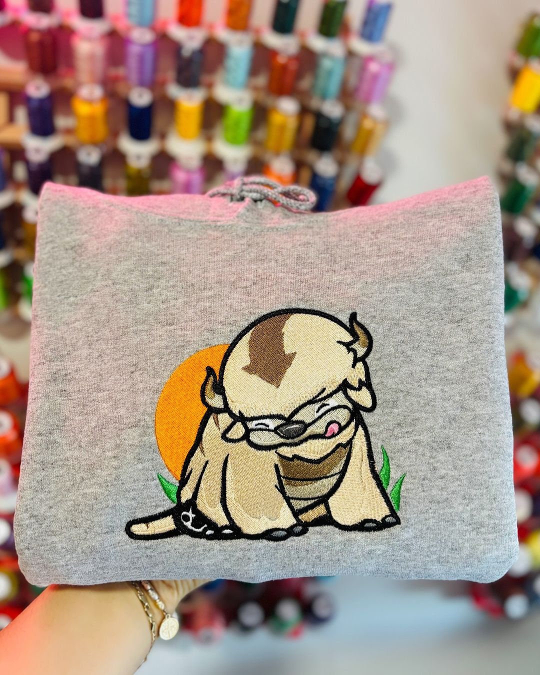 Appa Avatar Embroidered Sweatshirt, Bison Custom Design Sweatshirt, Yip Yip Appa Crewneck - Etsy