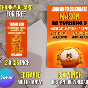 The Garfield Movie Birthday the Garfield Birthday Invitation the ...