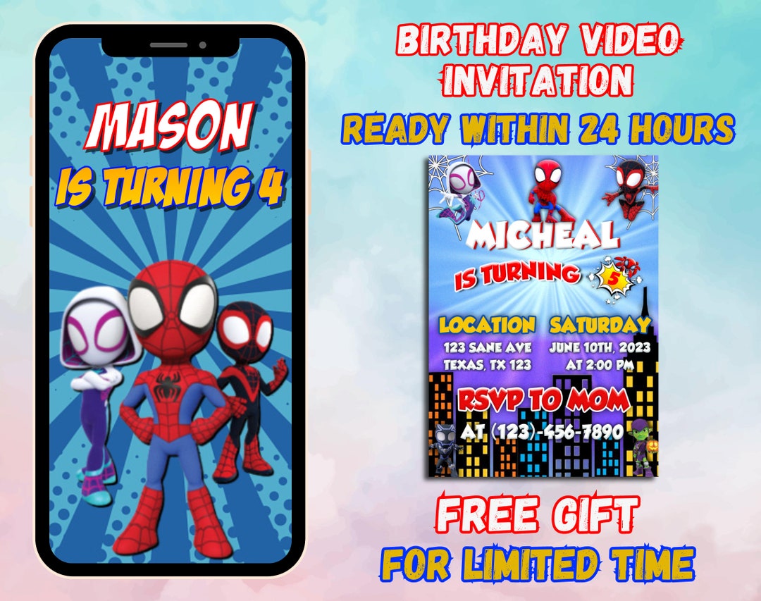 Spidey and His Amazing Friends Birthday Invitation, Spidey Digital ...