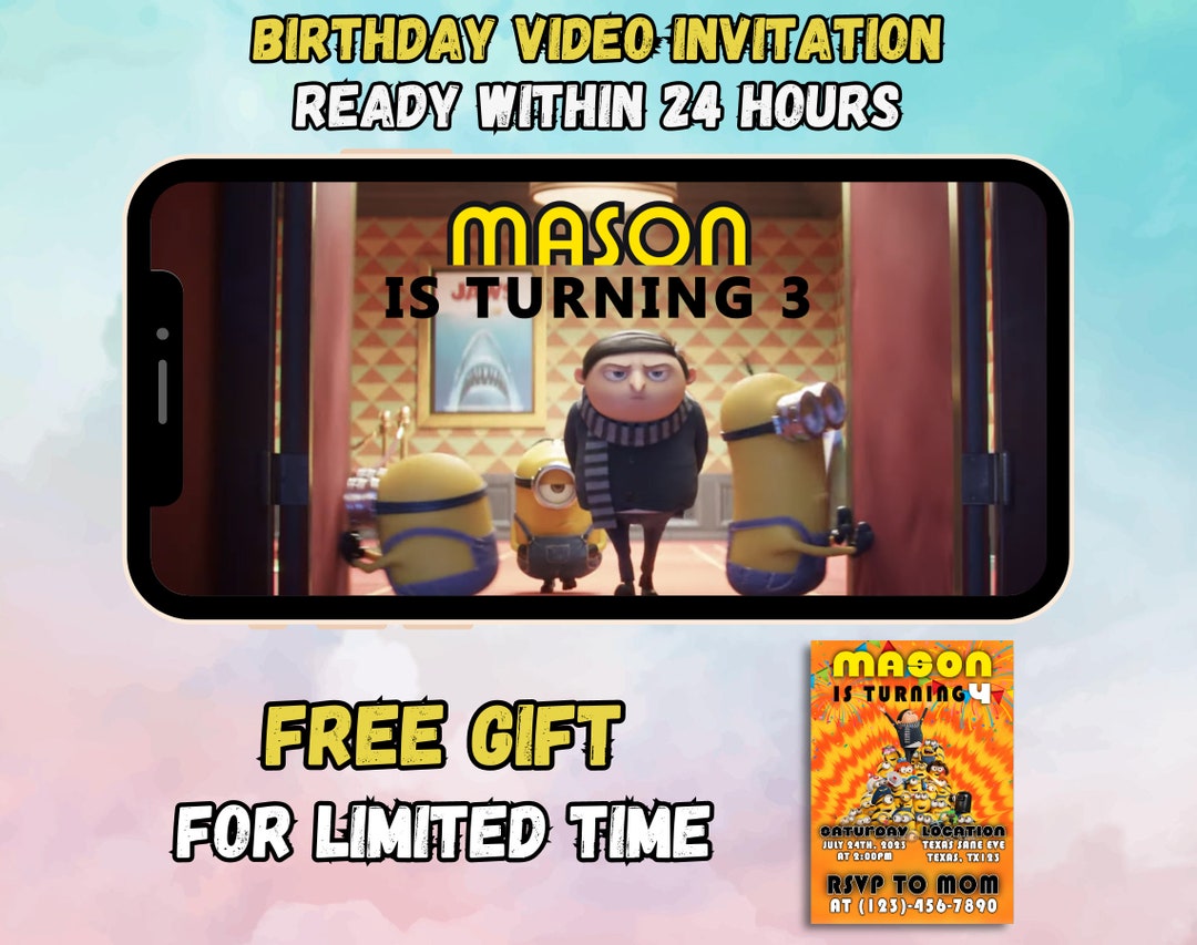 The Rise of Gru Birthday Invitation, Minions Invitation, Minions Party ...