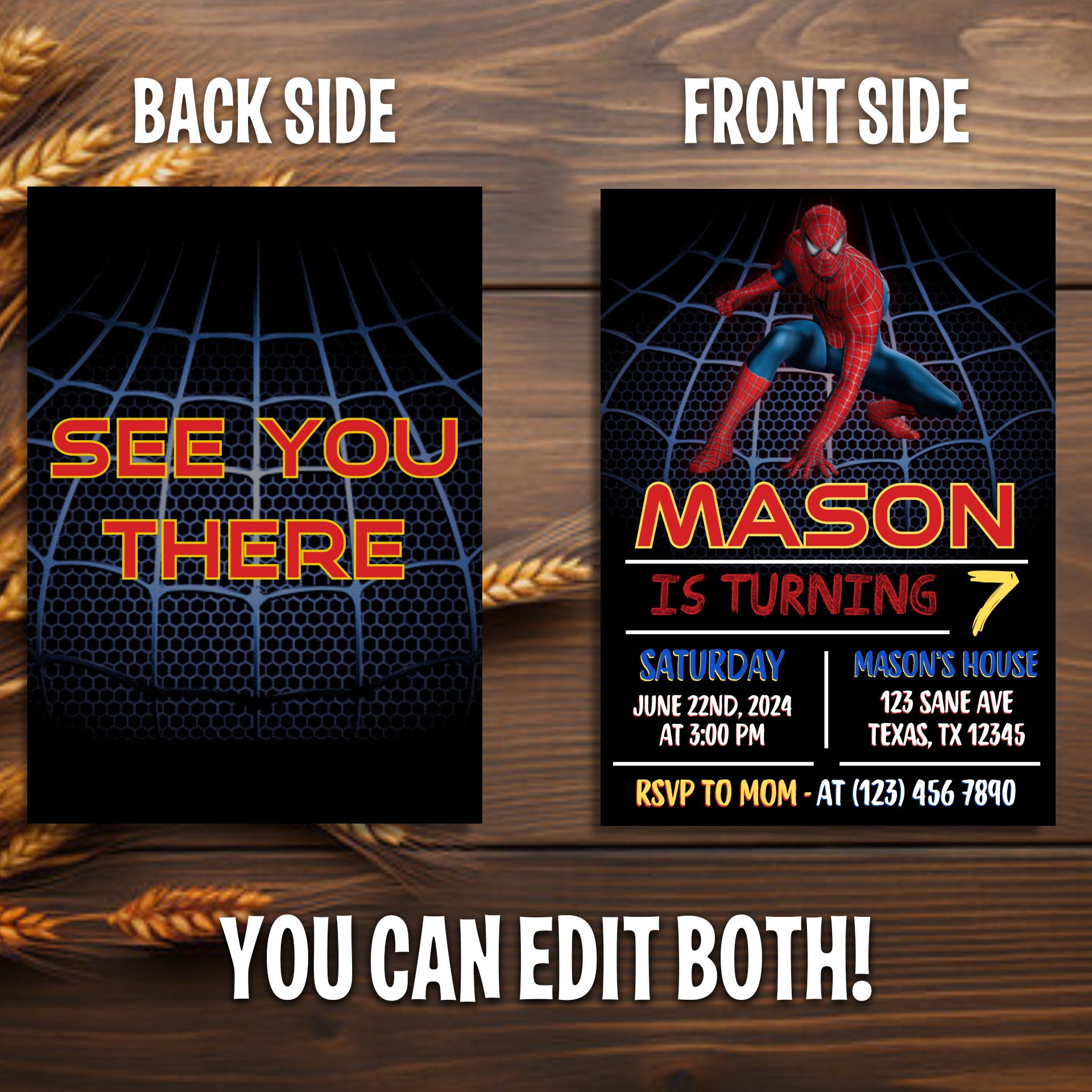 Spiderman Editable Birthday Invitation Birthday Digital Download Edit ...
