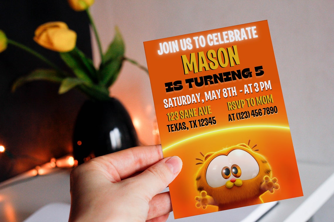 The Garfield Movie Birthday the Garfield Birthday Invitation the ...