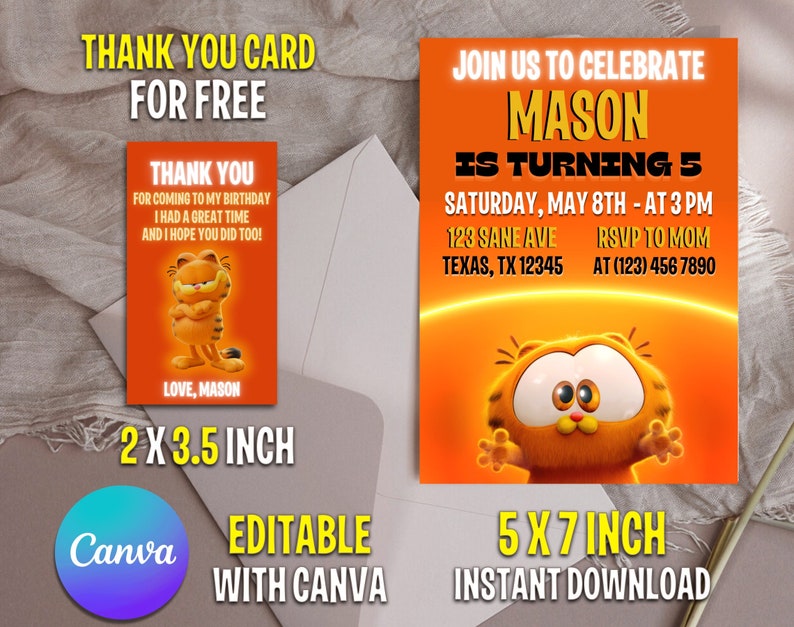 The Garfield Movie Birthday the Garfield Birthday Invitation the ...