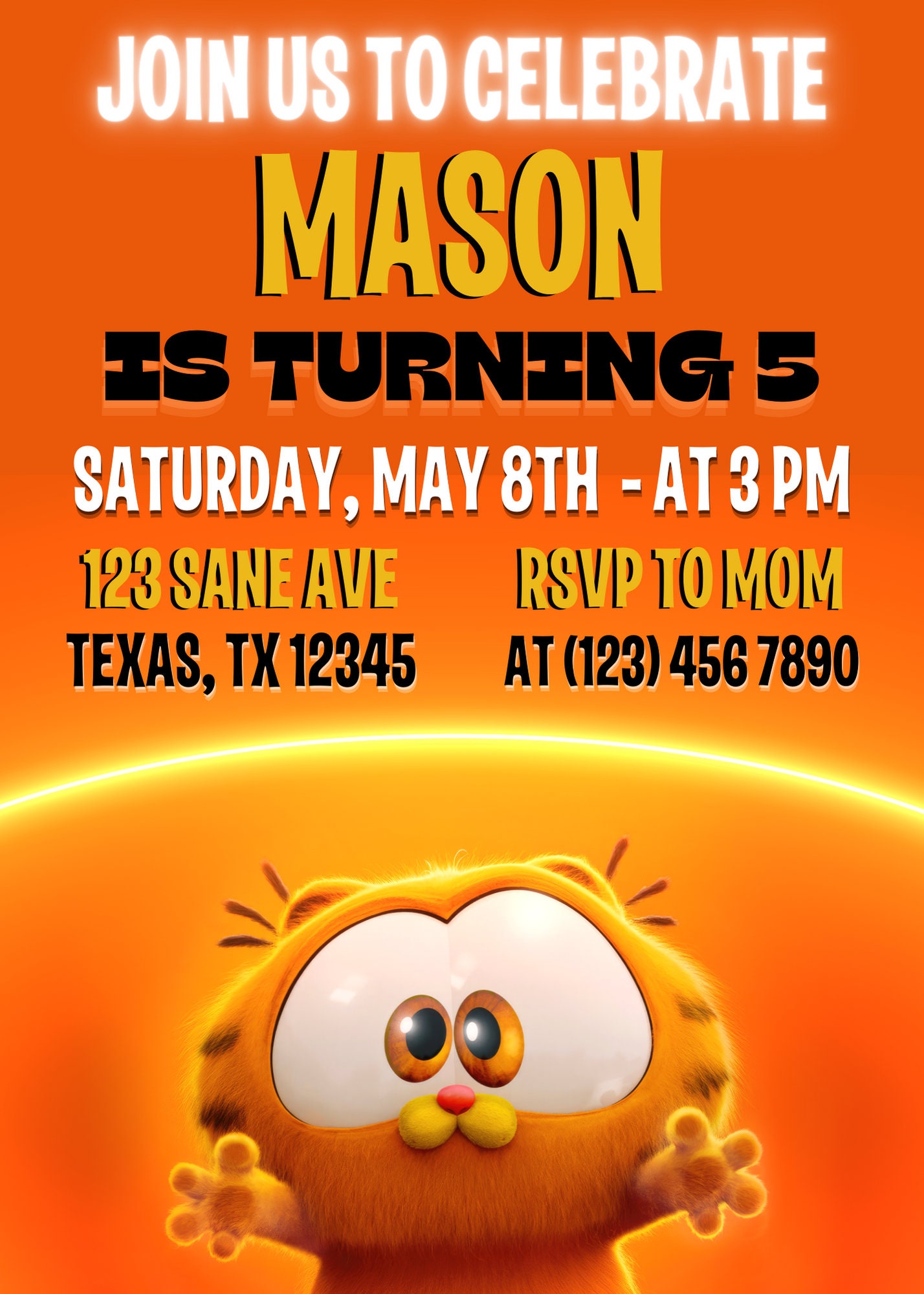 The Garfield Movie Birthday the Garfield Birthday Invitation the ...