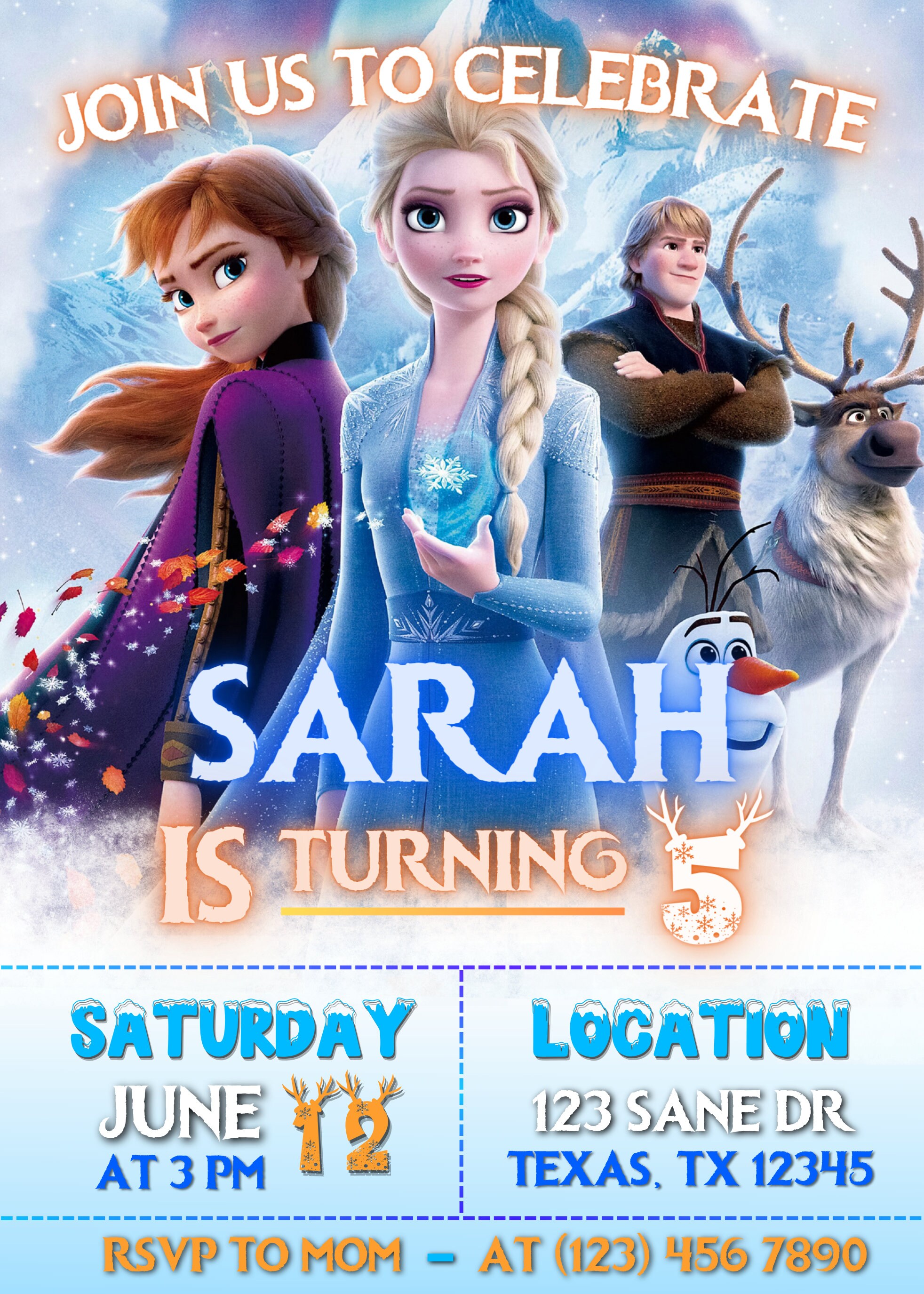 Frozen 2, Frozen Birthday, Frozen Invitation, Frozen Digital, Frozen ...