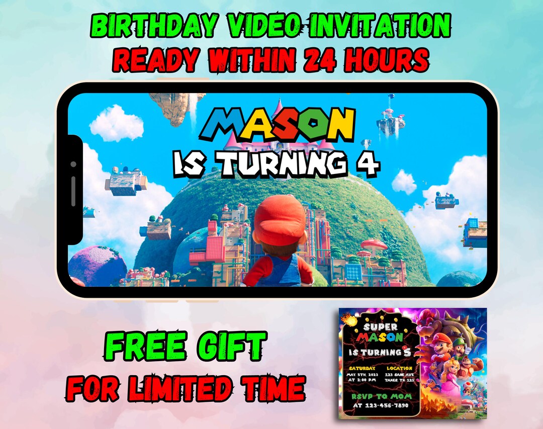 Super Mario Invitation, Mario Birthday, Mario Printable, Mario Digital ...