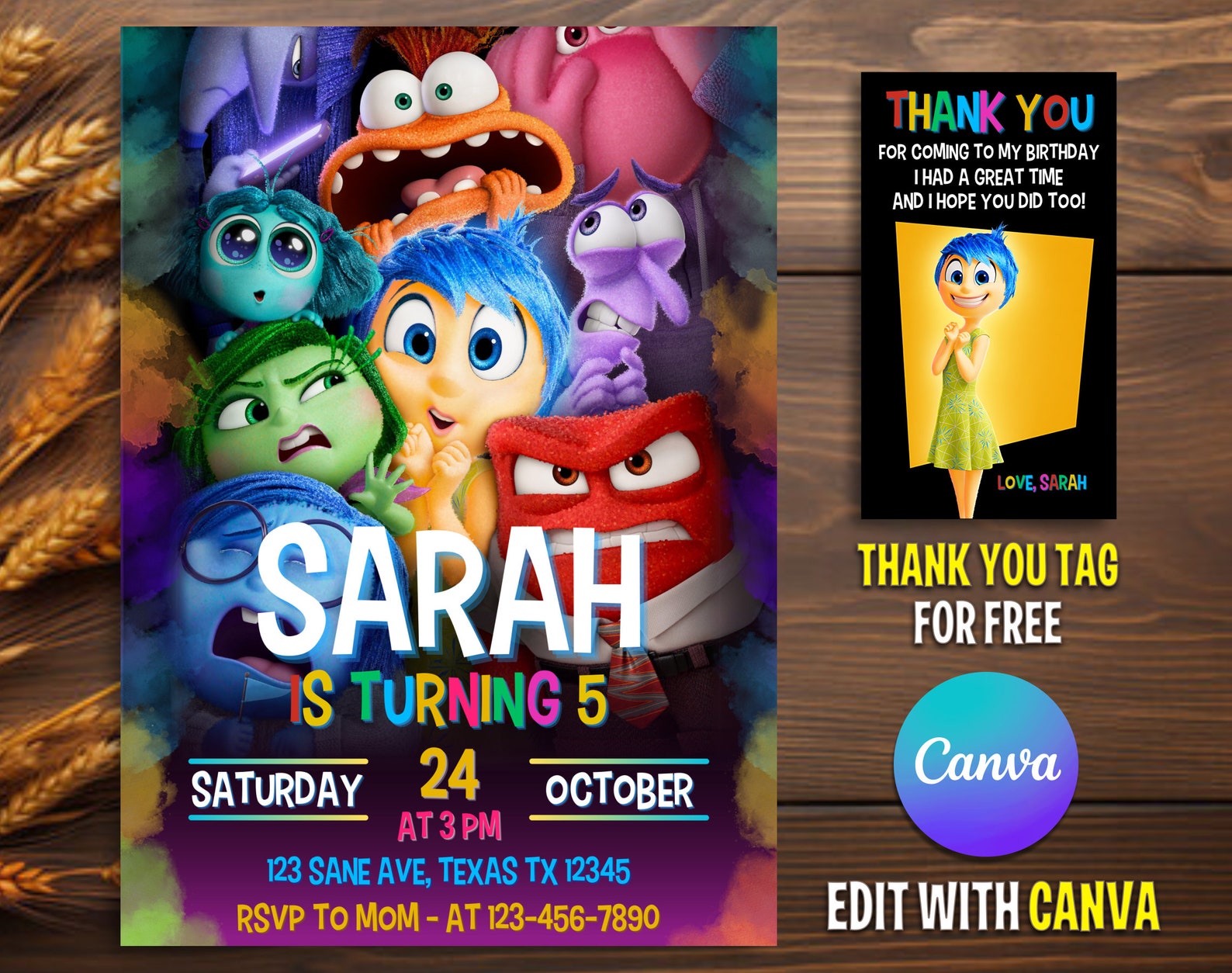 Inside Out 2 Invitation, Inside Out Birthday, Inside Out Printable ...