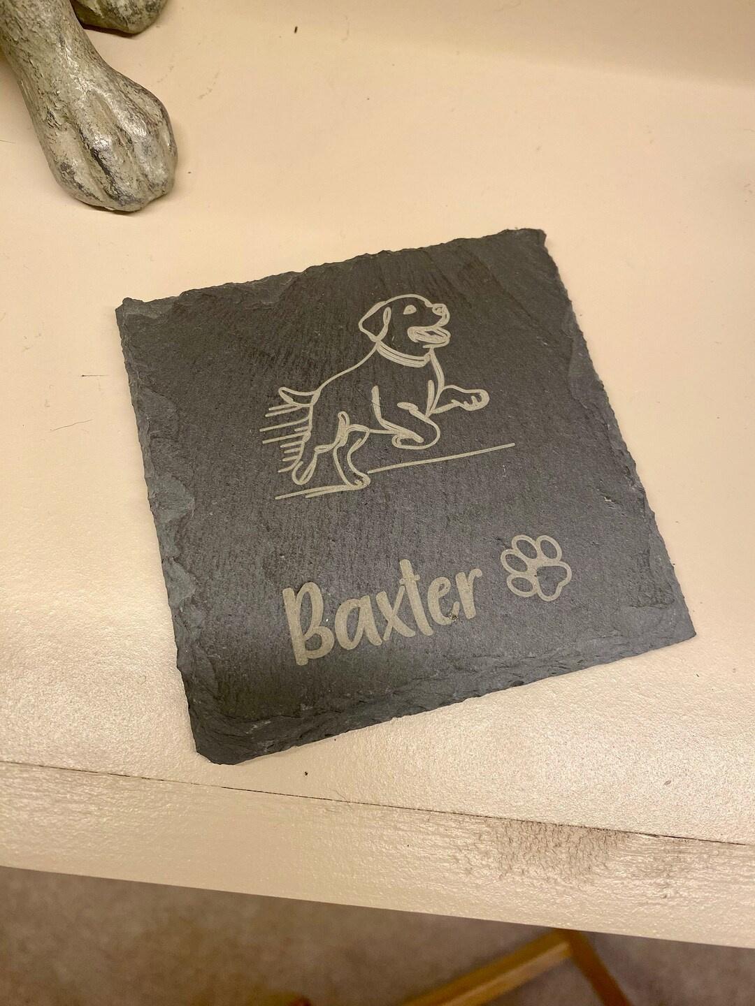 Personalised Slate Coaster Dog Slate Coaster breed & Name - Etsy