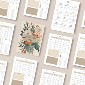 2024 Floral Monthly Planner Template Canva Planner Monthly Work & Self ...