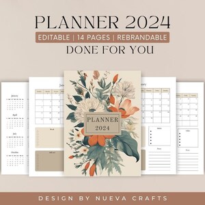 2024 Floral Monthly Planner Template Canva Planner Monthly Work & Self ...